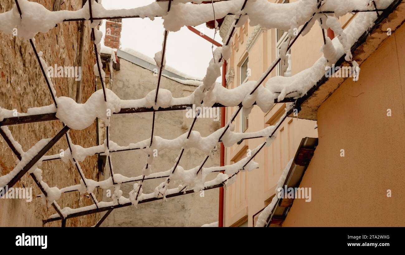 First day of winter, heavy snow in Bucharest city, Romania Stock Photo ...