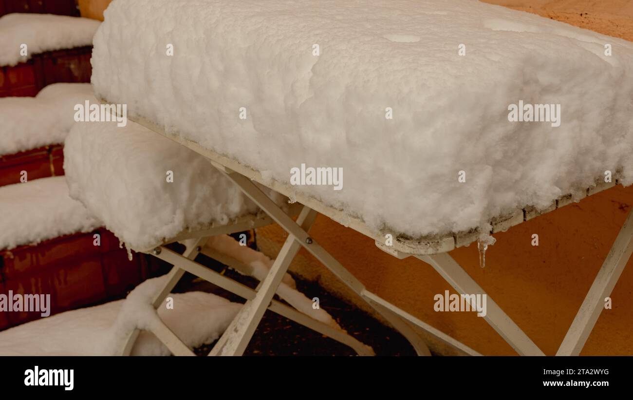 First day of winter, heavy snow in Bucharest city, Romania Stock Photo ...