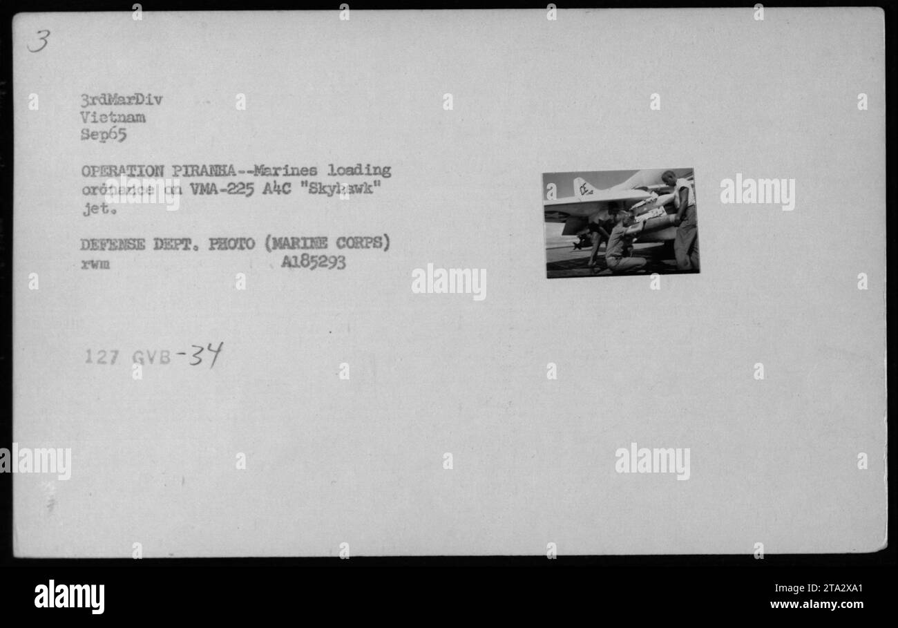 In September 1965, Marines from the 3rd Marine Division loaded ordnance ...