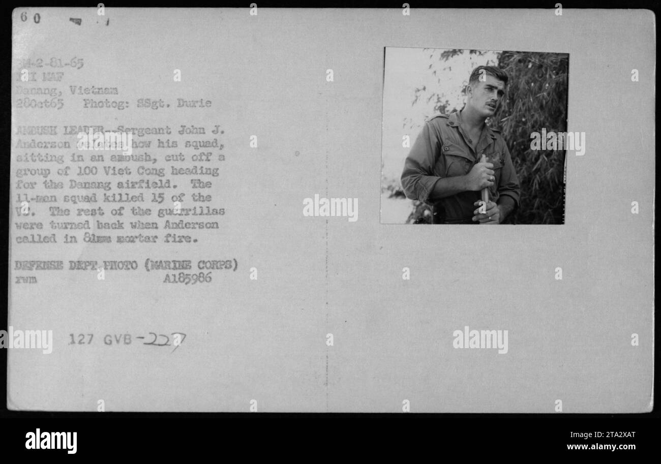 Sergeant John J. Anderson, squad leader, explains a successful ambush ...