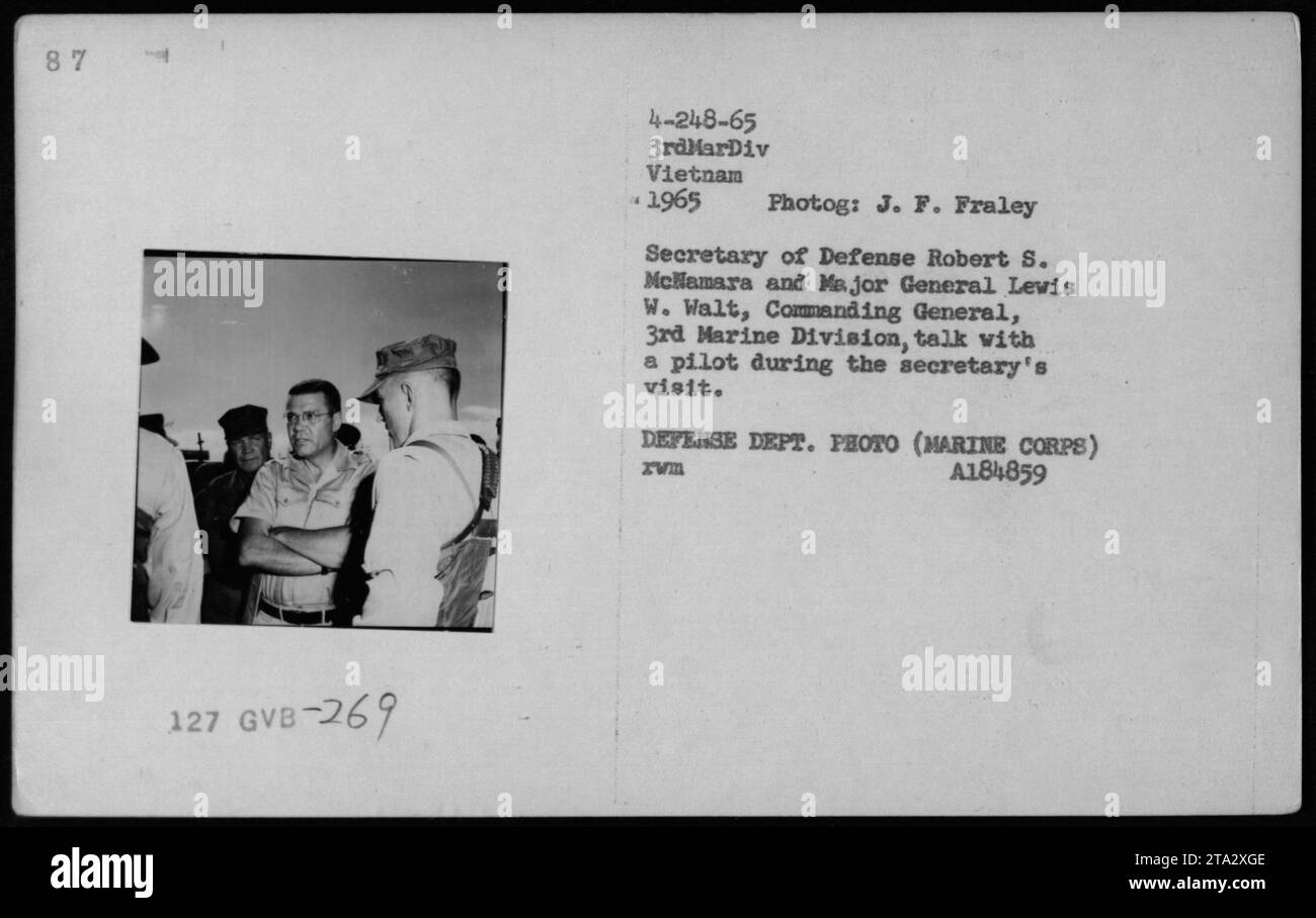 Secretary of Defense Robert S. McNamara and Major General Lewis W. Walt ...