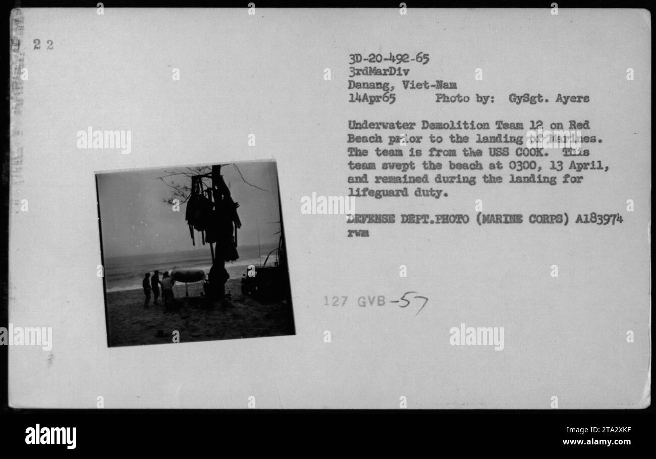 GySgt. Ayere's photograph shows the Underwater Demolition Team 12 from ...