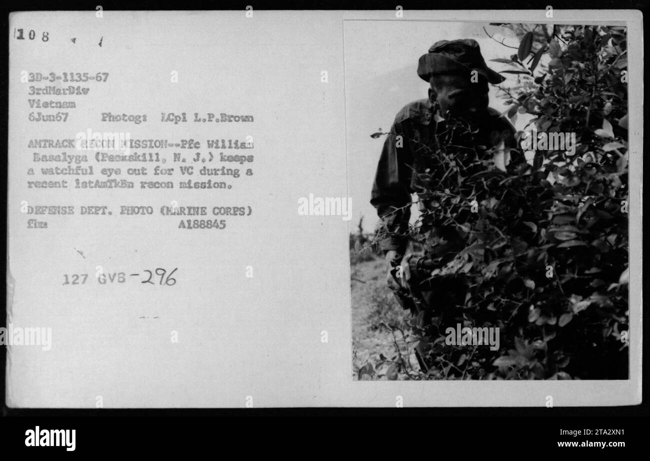 On June 6, 1967, Cpl. L.P. Brown of the 3rd Marine Division conducted a ...
