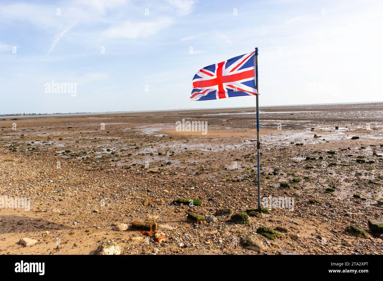 Union Jack flying on beach Stock Photo - Alamy