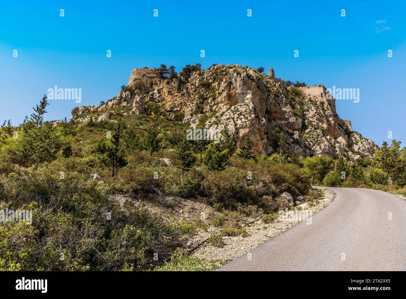 The view up to Kantara Castle which overlooks the Karpass Peninsula ...