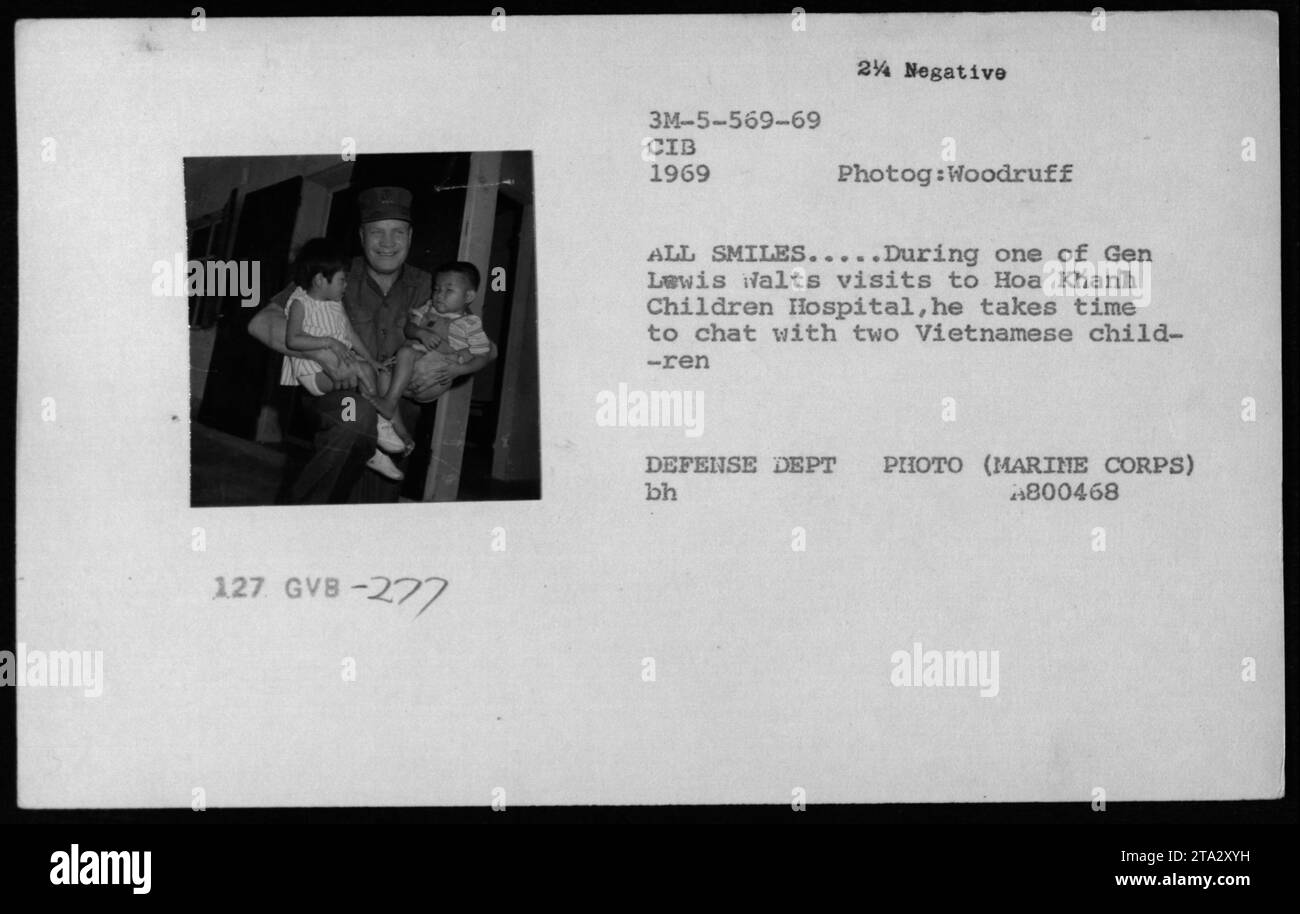 Lt. Gen. Lewis W. Walt visits Hoa Khanh Children Hospital in 1969 as ...