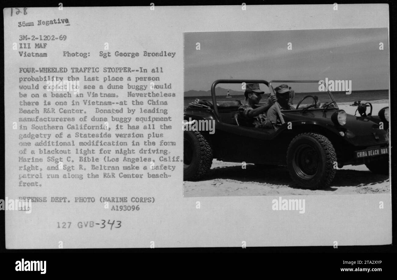 A dune buggy equipped with gadgets and a blackout light is used by ...