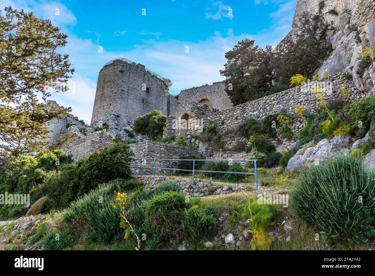 The view of the path leading up to the ruins of Kantara Castle in ...