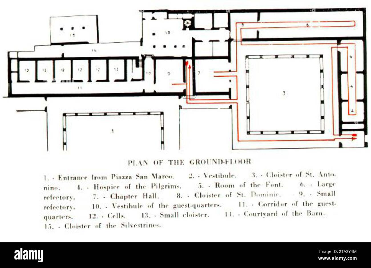 Plan of the ground floor in the Convento di San Marco 1436 by Fra ...