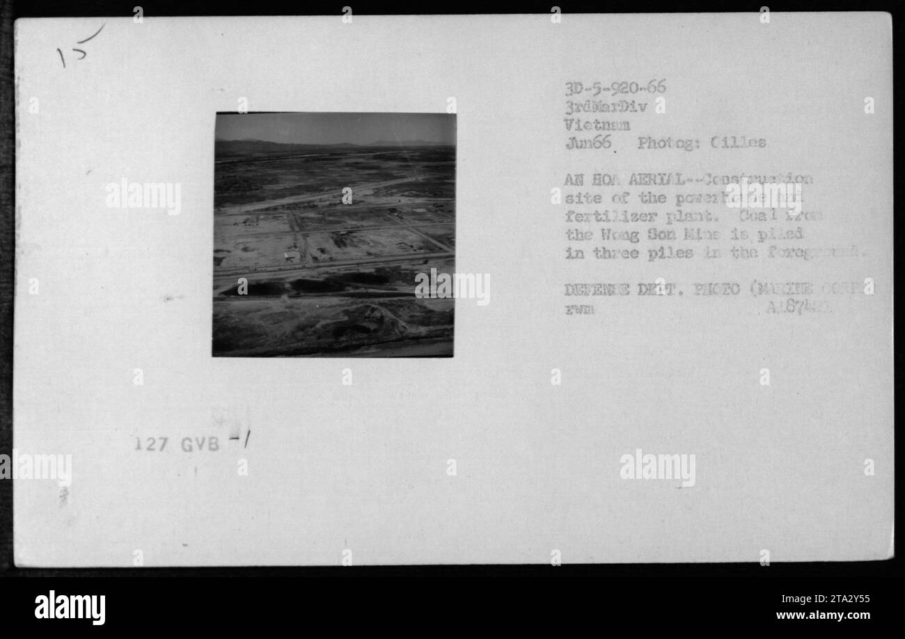 Aerial view of An Hoa construction site in June 1966 showing the ...