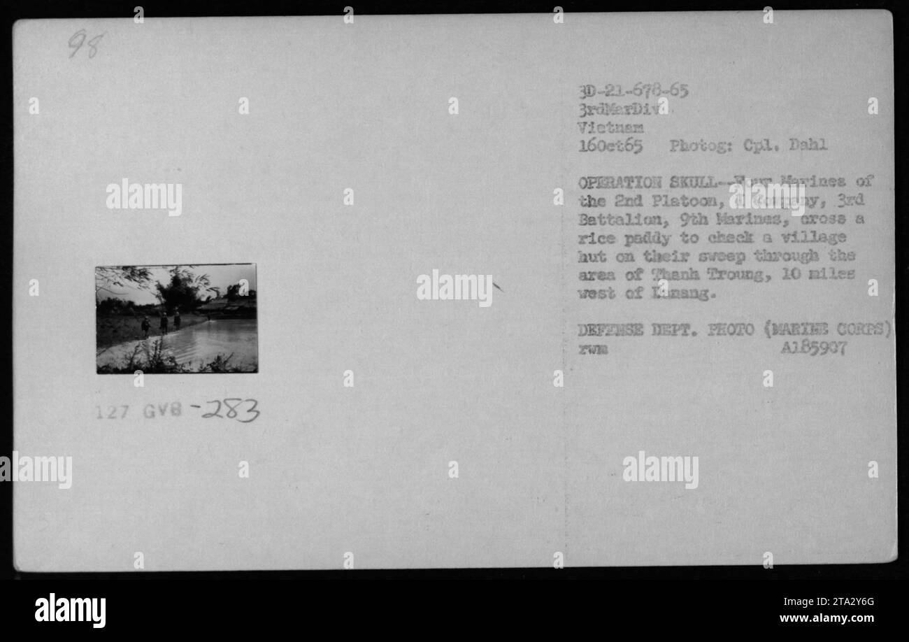 On October 16, 1965, four Marines from 2nd Platoon, I Company, 3rd ...
