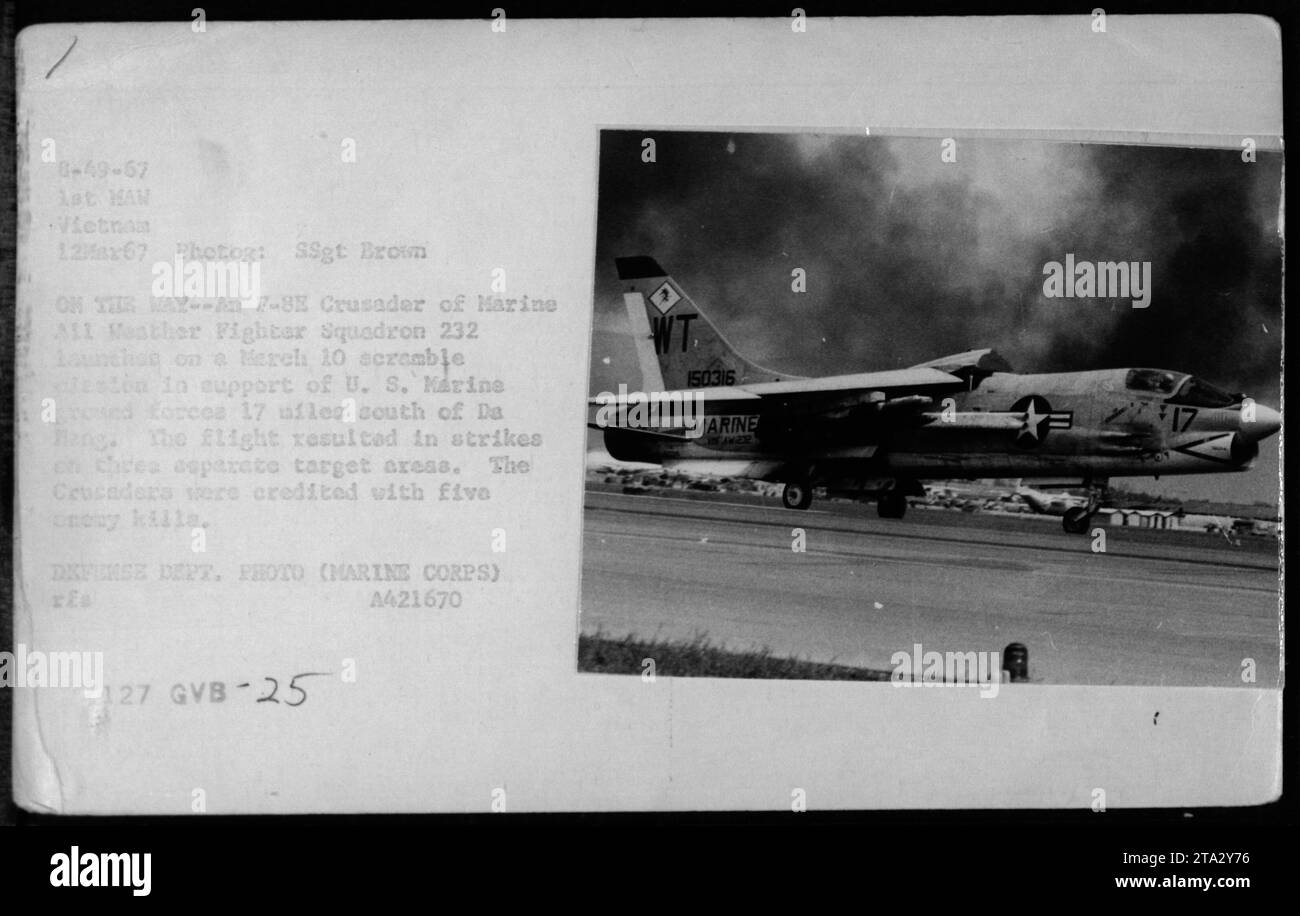 "F-8E Crusader launching on a scramble mission to support US Marine ...