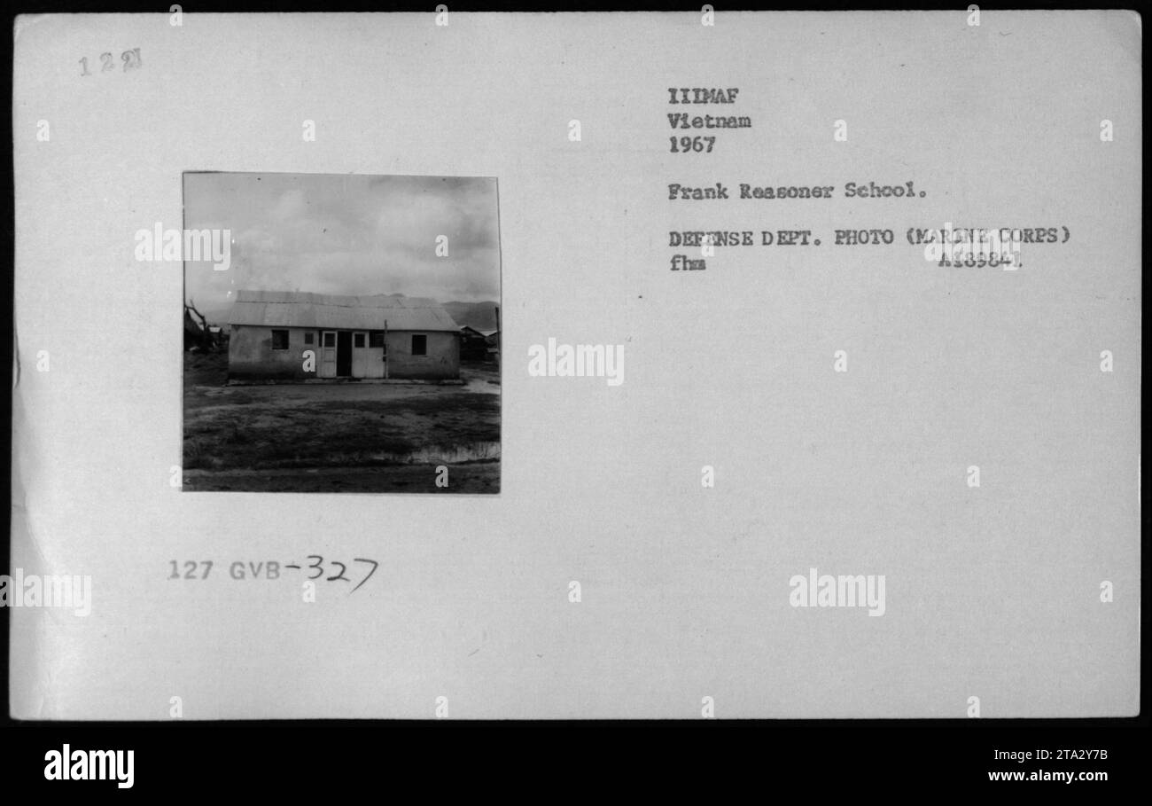 A photograph dated 1967 shows various structures including US Marine ...