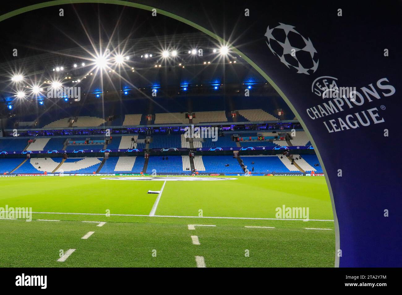 Interior view of the Etihad Stadium ahead of the UEFA Champions League Group G match Manchester ...