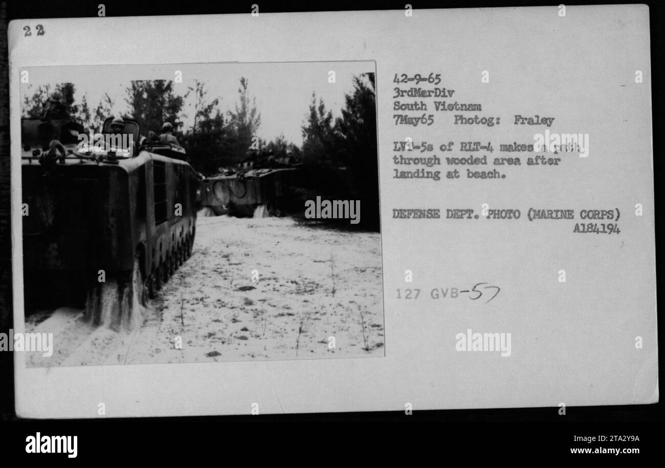 On May 7, 1965, Marine Corps troops in Vietnam used an LVT-58 to clear ...