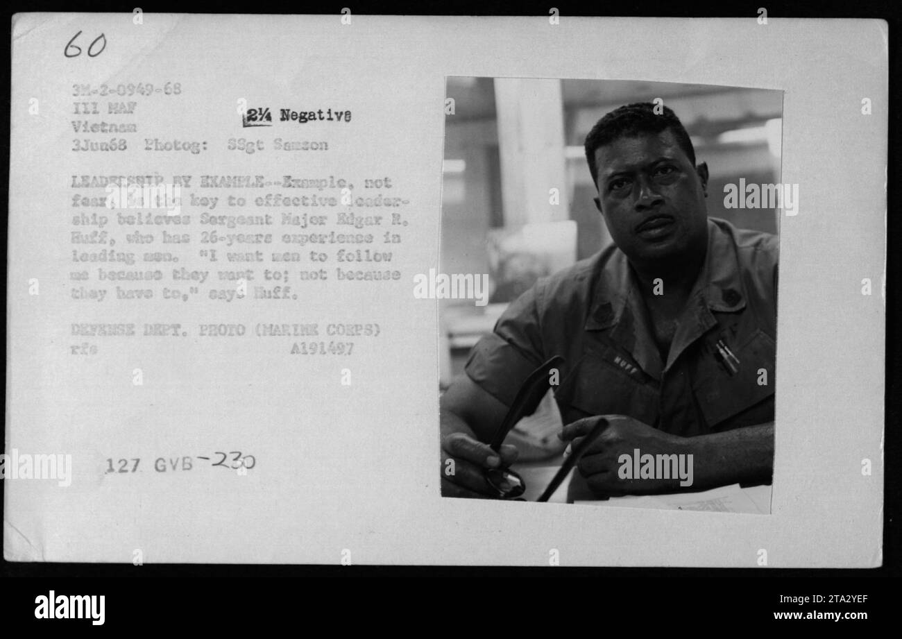 Marine Corps Sergeant Major Edgar R. Huff, with 26 years of experience ...