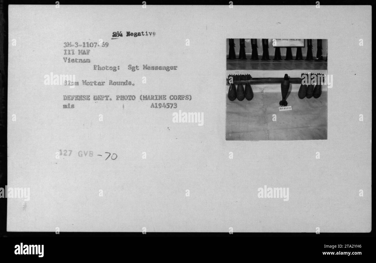 Image showing captured weapons from the Vietnam War, specifically 82mm ...