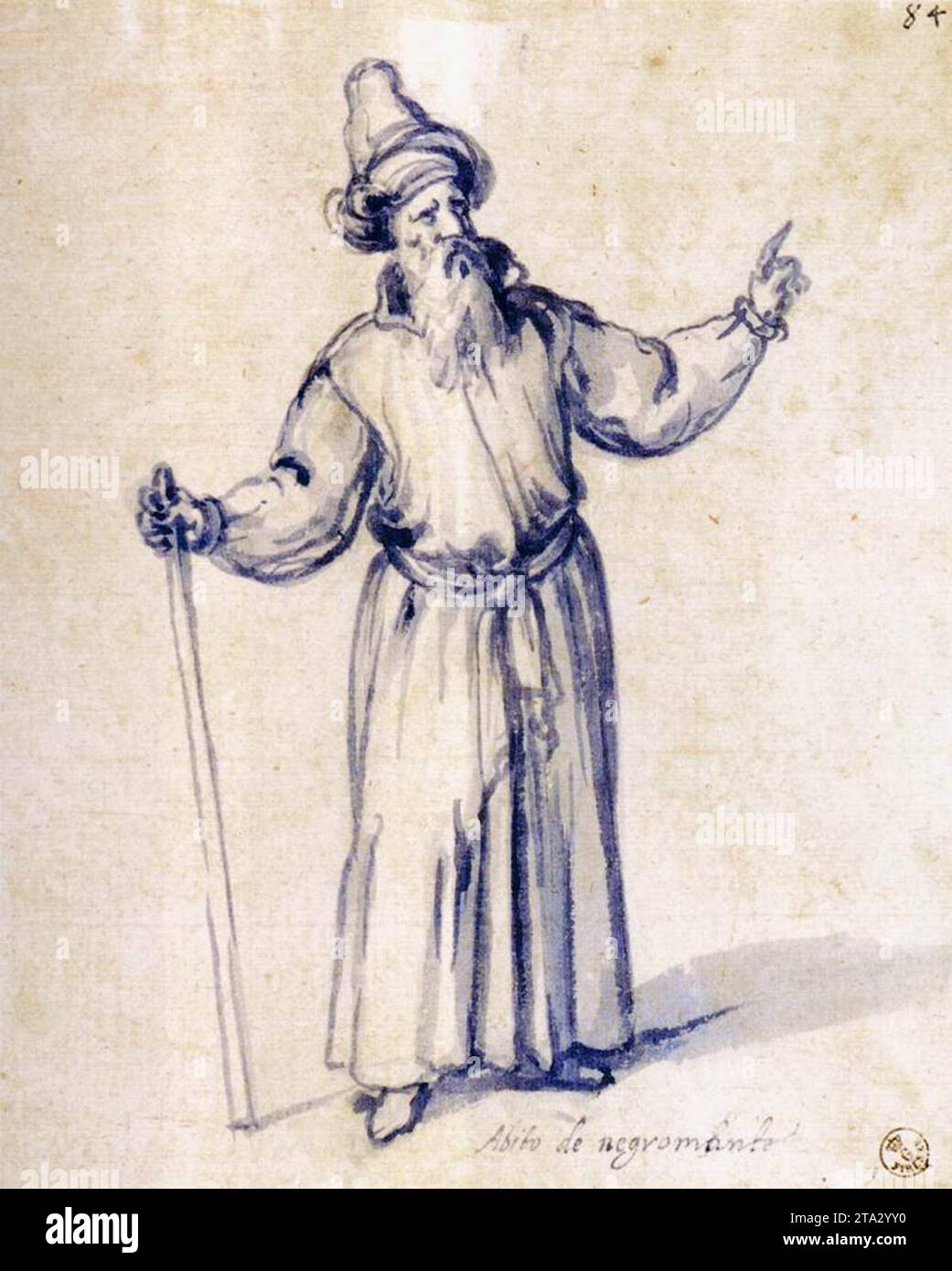 Costume drawing for a "necromancer" 1585 by Giuseppe Arcimboldo Stock ...