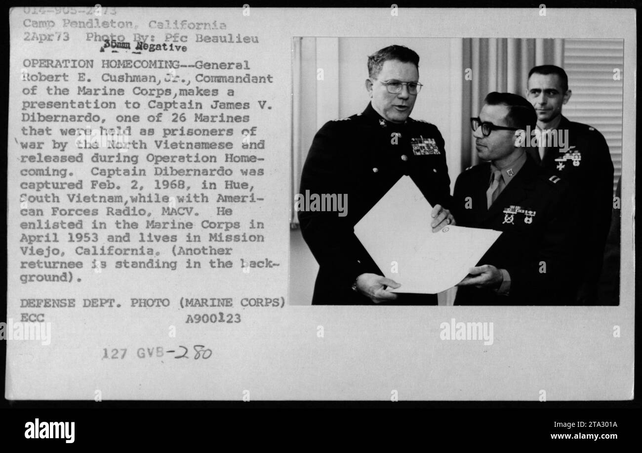 a photograph taken on April 2, 1973, at Camp Pendleton, California ...