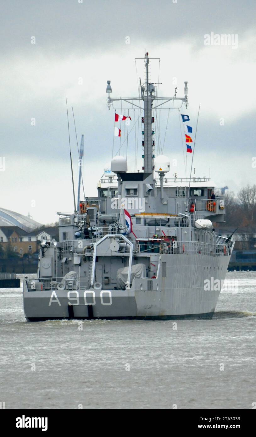 The Royal Netherlands Navy’s submarine support and torpedo recovery ship HNLMS Mercuur is ...