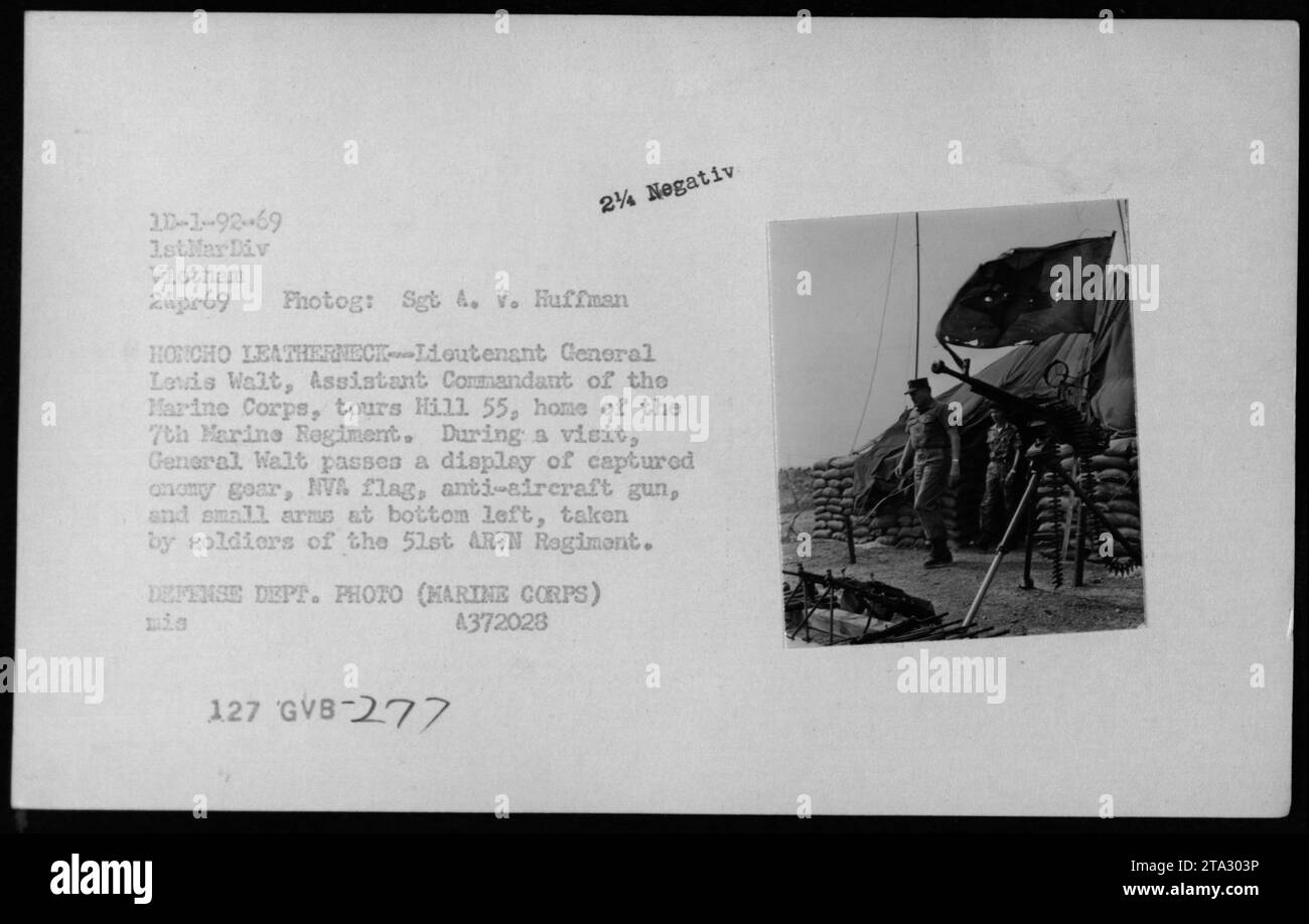 On April 2, 1969, Lieutenant General Lewis W. Walt toured Hill 55, base ...