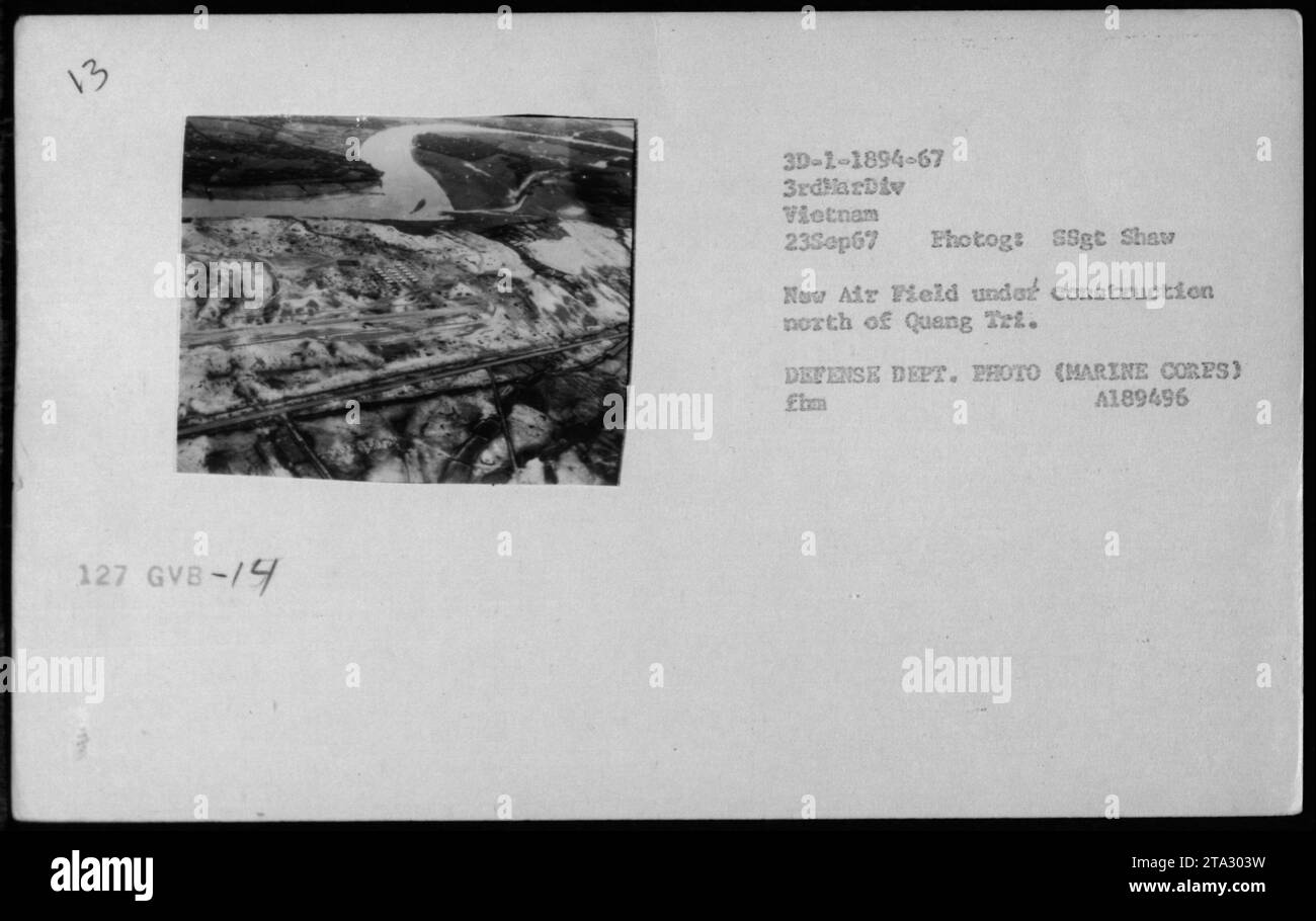 Aerial photograph taken on September 23, 1967, showing the construction ...