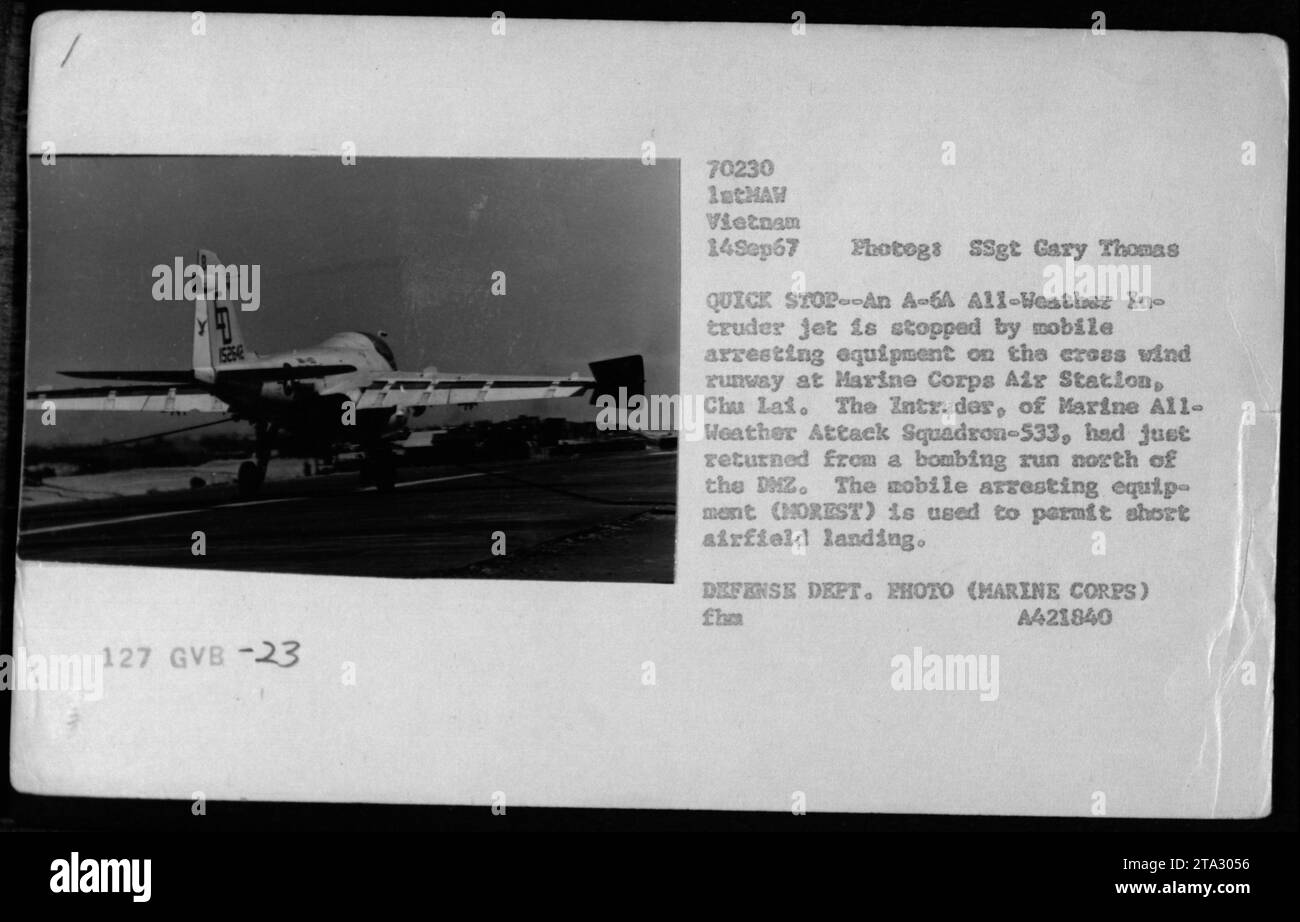 An A-6 Intruder aircraft, flown by Marine All-Weather Attack Squadron ...