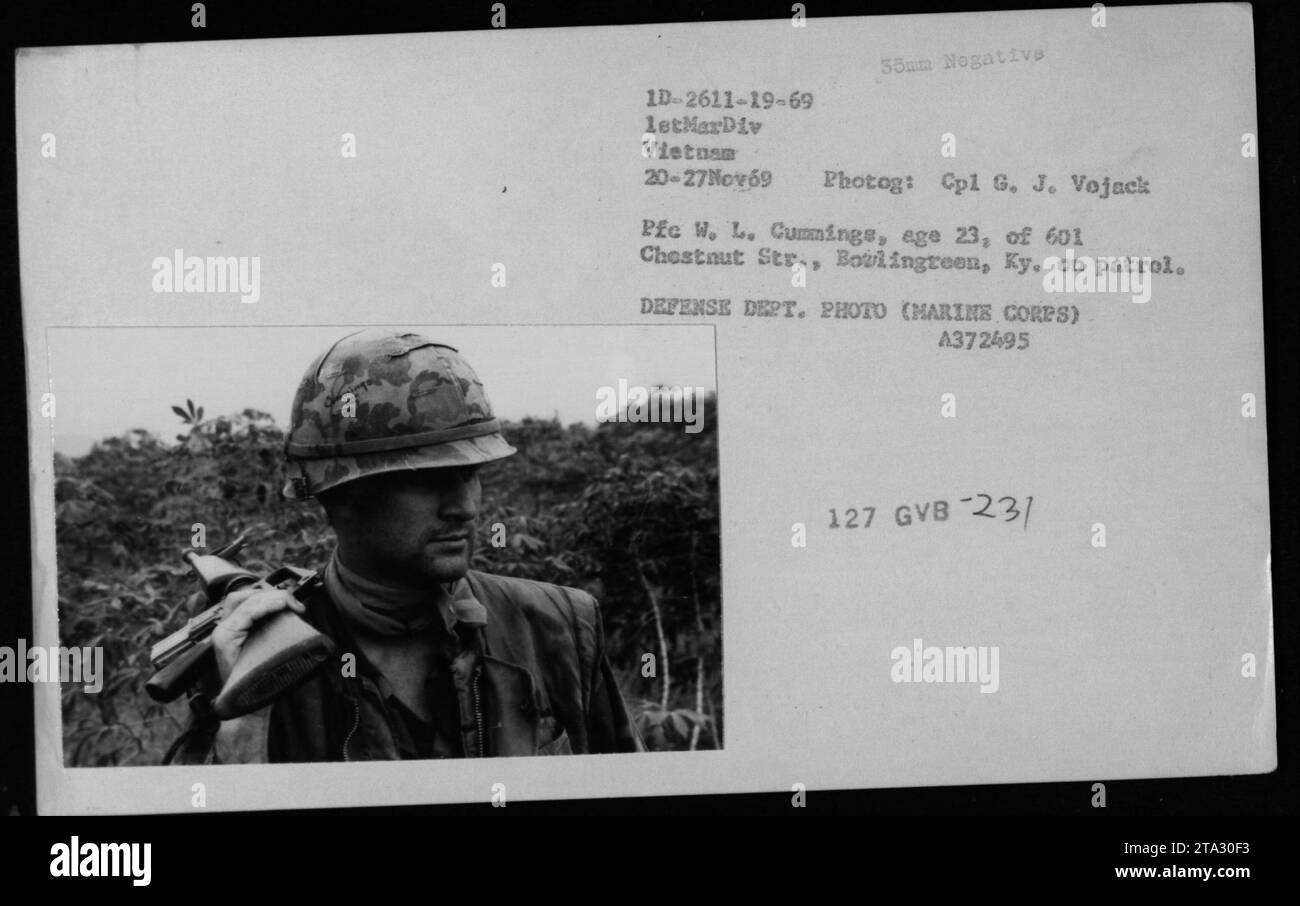 Pfc W.L. Cummings, 23, from Bowlingreen, Kentucky, is on patrol in ...