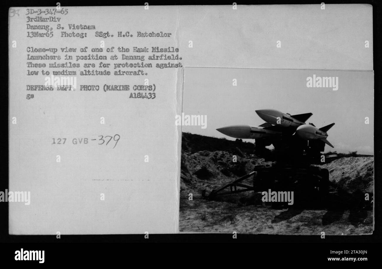 A close-up view of one of the Hawk Missile Launchers positioned at ...