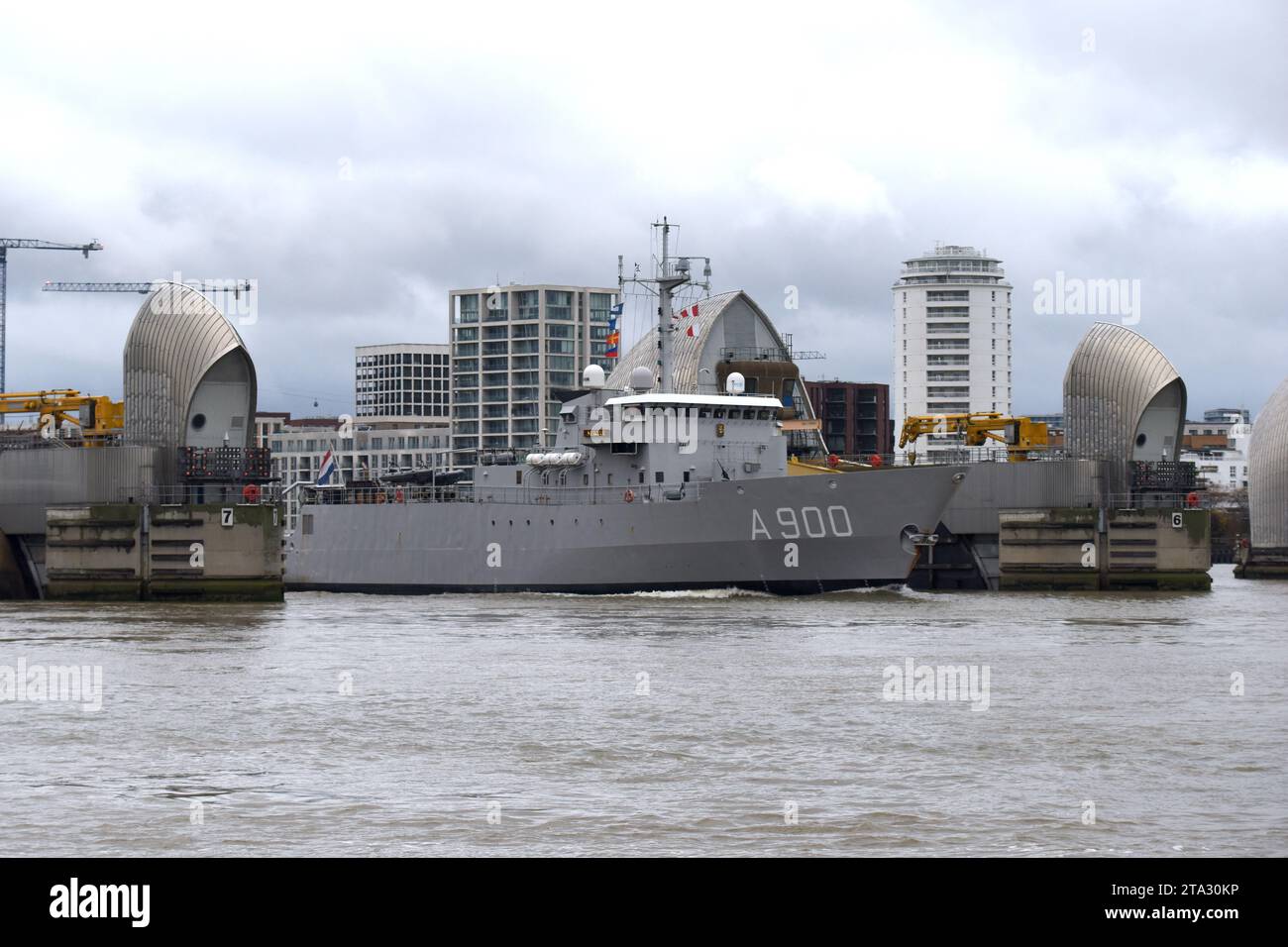 The Royal Netherlands Navy’s submarine support and torpedo recovery ship HNLMS Mercuur is ...
