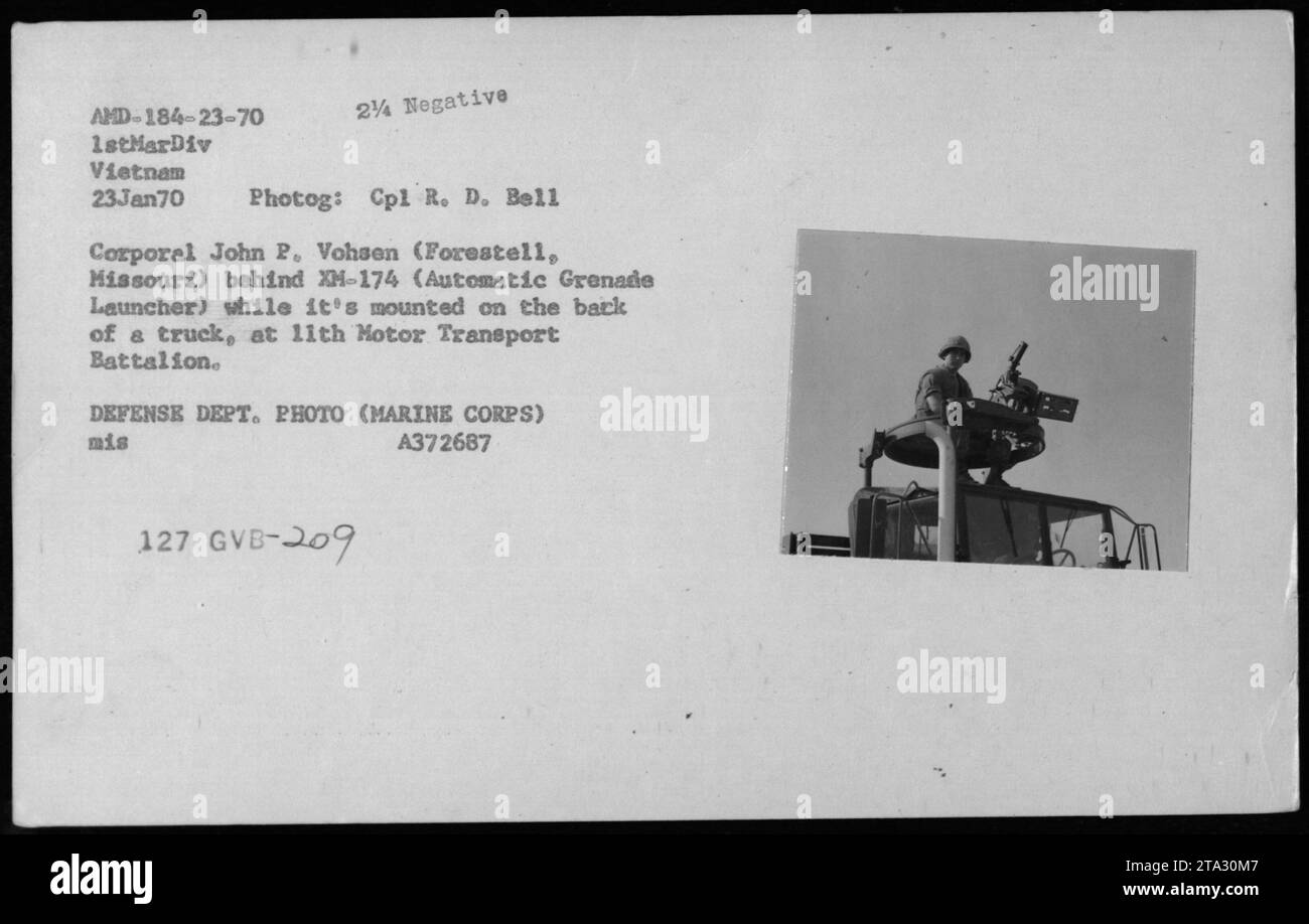 Corporal John P. Vohsen from Forrestell, Missouri, can be seen in this ...