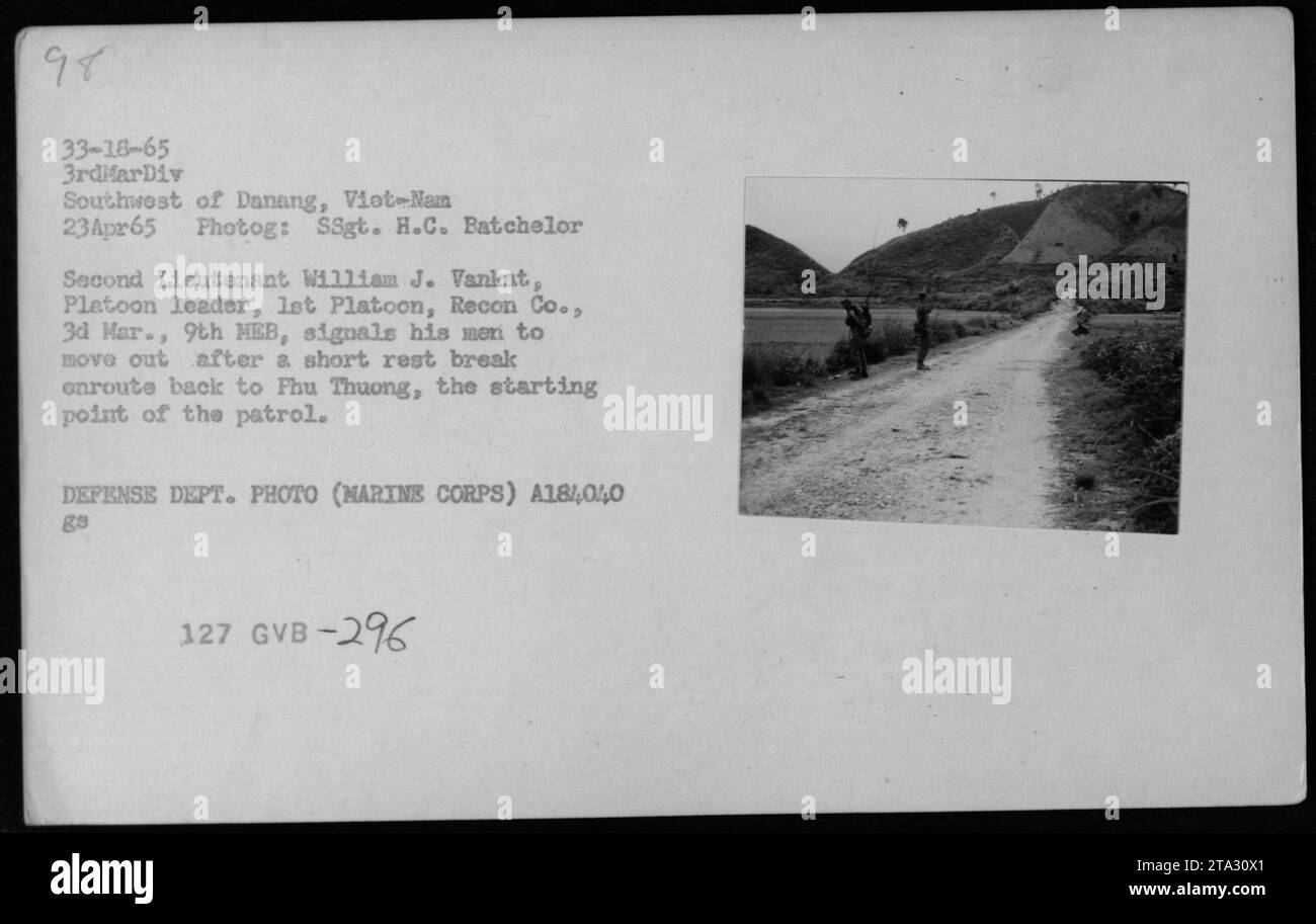 Second Lieutenant William J. Vankat, platoon leader of the 1st Platoon ...