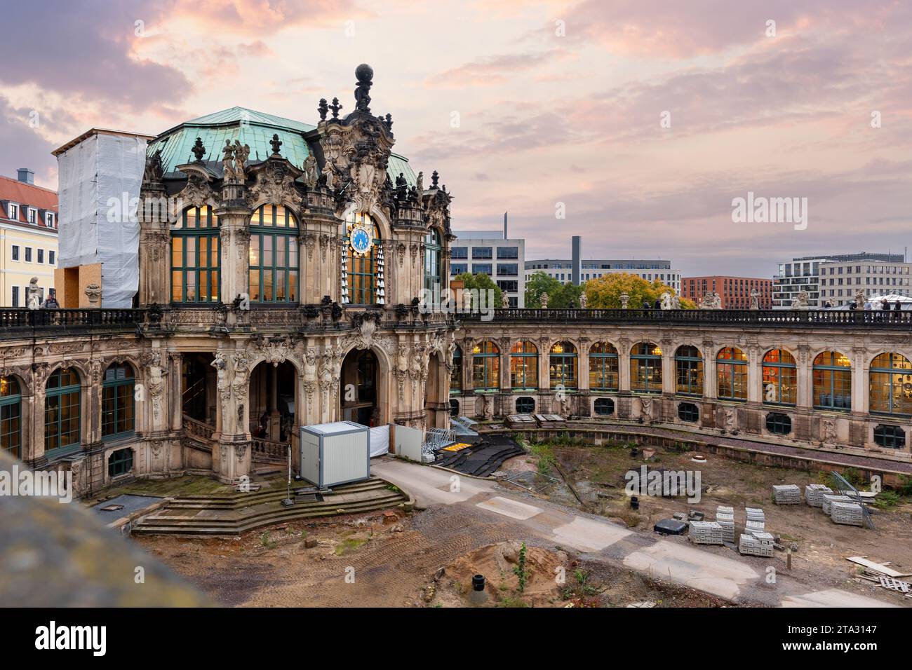 Dresden Zwinger palace king inner courtyard under reconstruction and ...