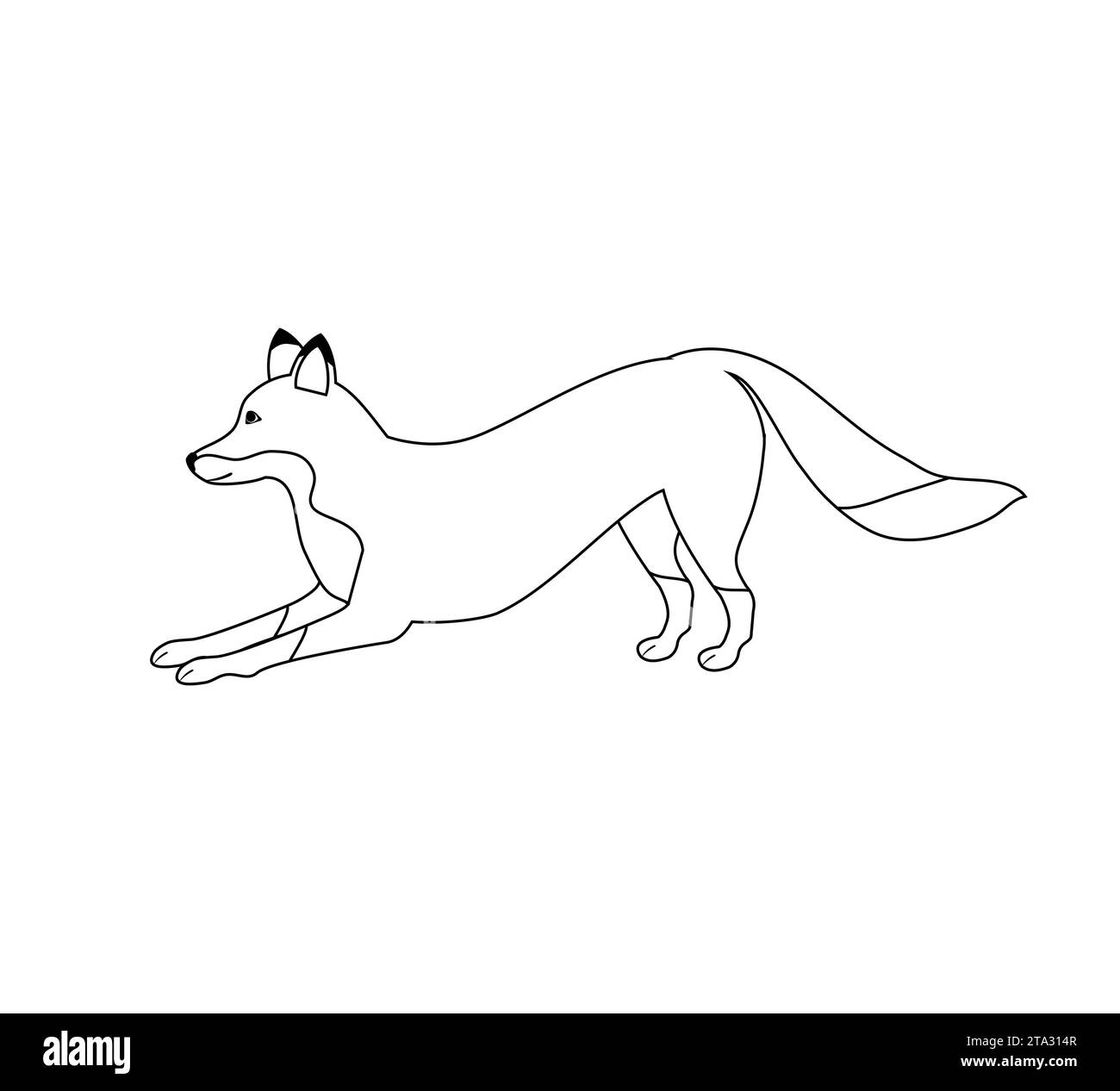 Vector hand drawn flat outline fox isolated on white background Stock ...