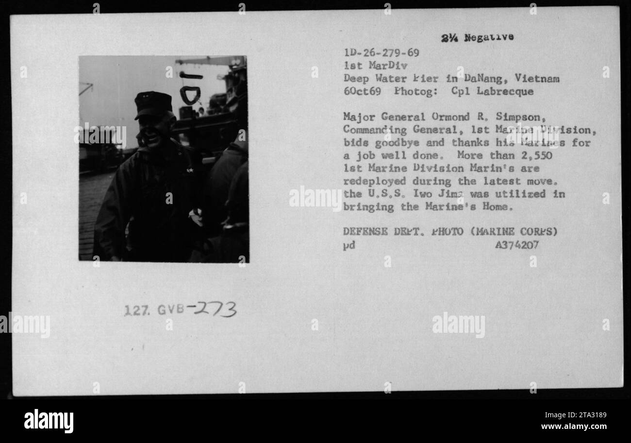 "Maj. Gen. Ormond R. Simpson, Commanding General of the 1st Marine ...