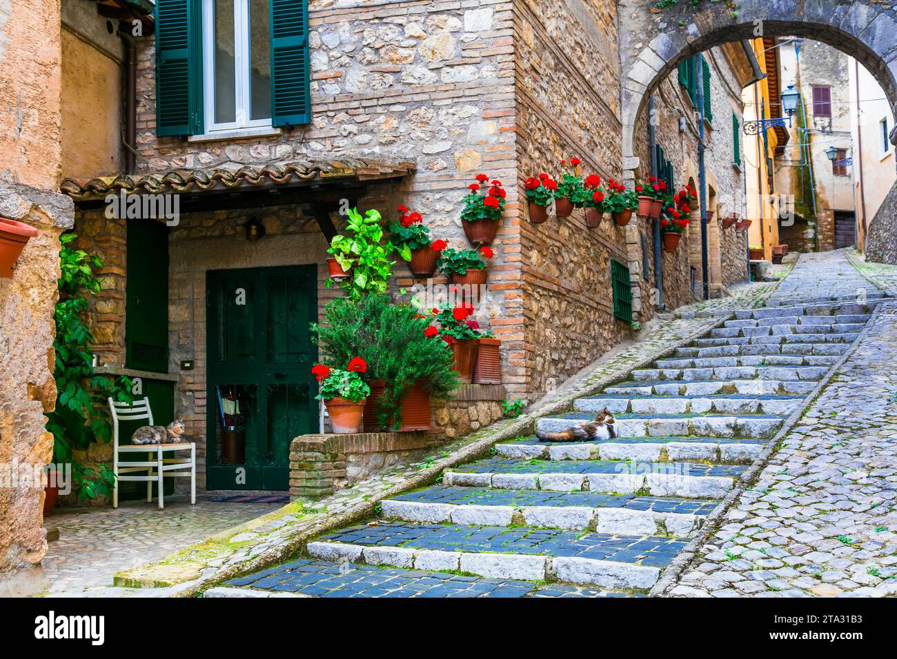 Traditional medieval villages of Italy - picturesque old floral streets ...