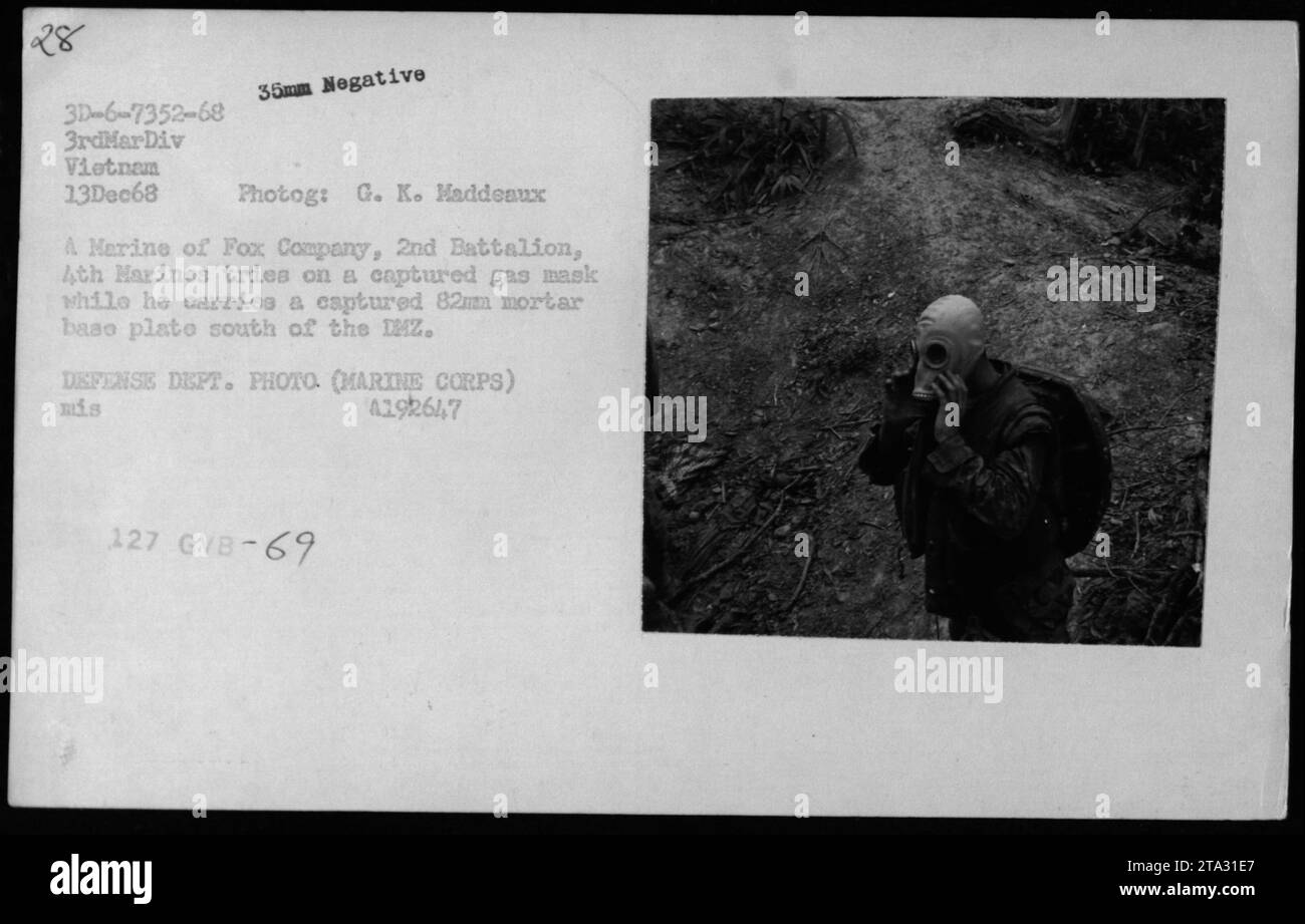 A Marine from Fox Company, 2nd Battalion, 4th Marines, Vietnam, tested ...