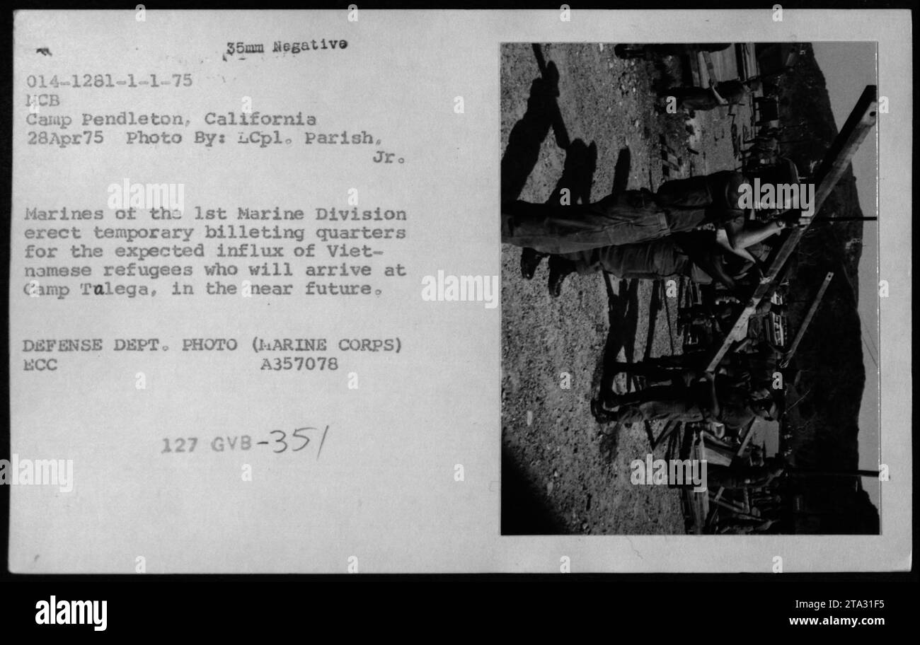 On April 28, 1975, Marines of the 1st Marine Division at MCB Camp ...