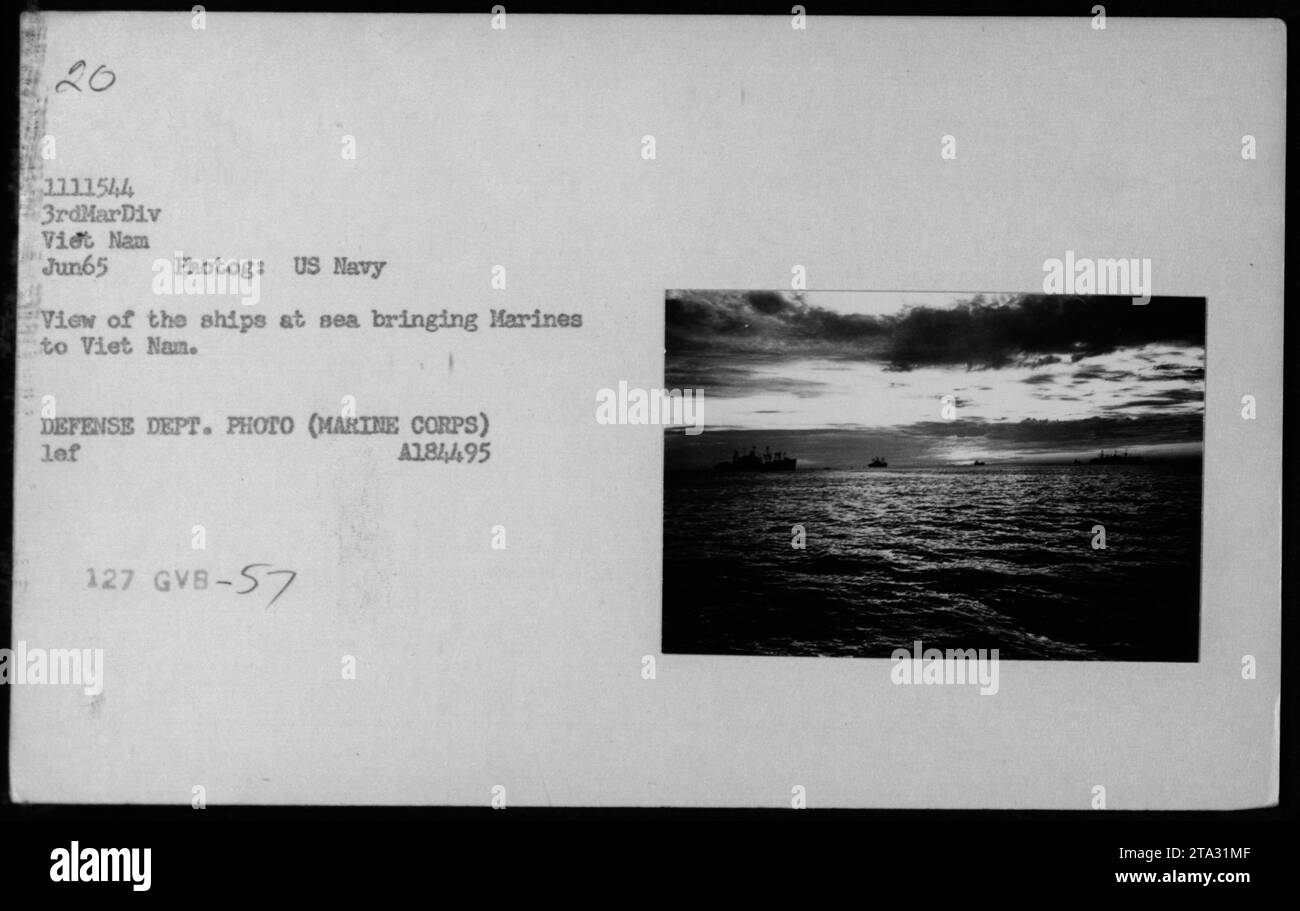 US Navy ships transport Marines to Vietnam in June 1965, supporting ...