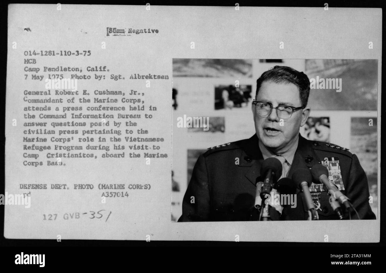 In this black and white photograph, General Robert E. Cushman, Jr ...