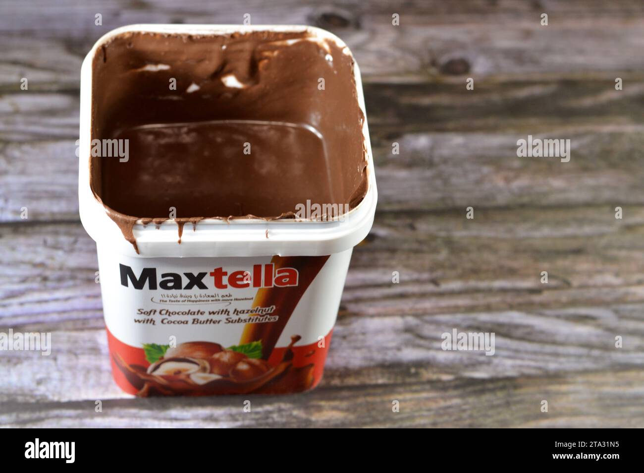 Cairo, Egypt, November 24 2023: Maxtella hazelnut chocolate spread ...