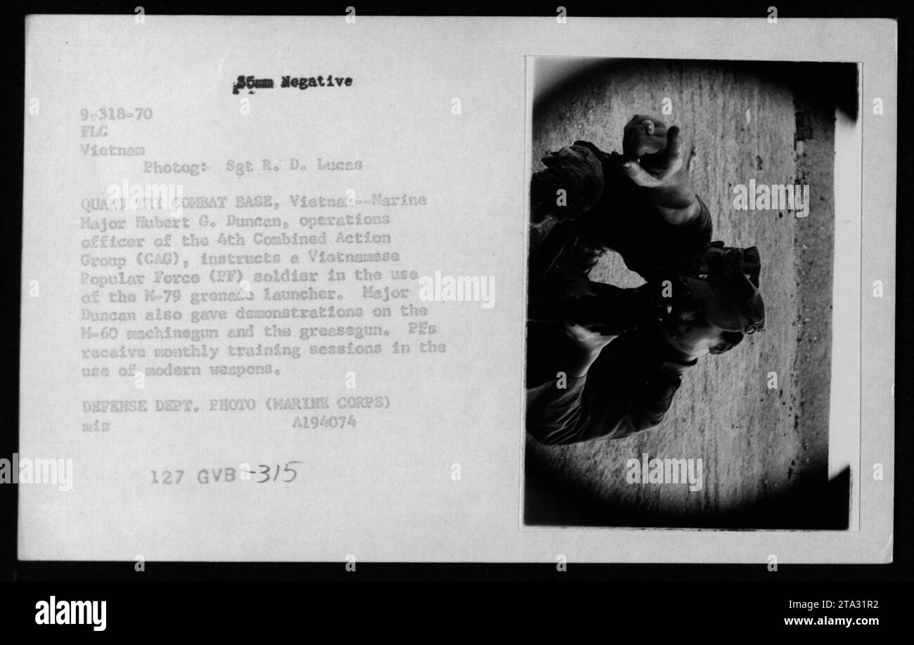 ARVN soldier receiving training in the use of an M-79 grenade launcher ...