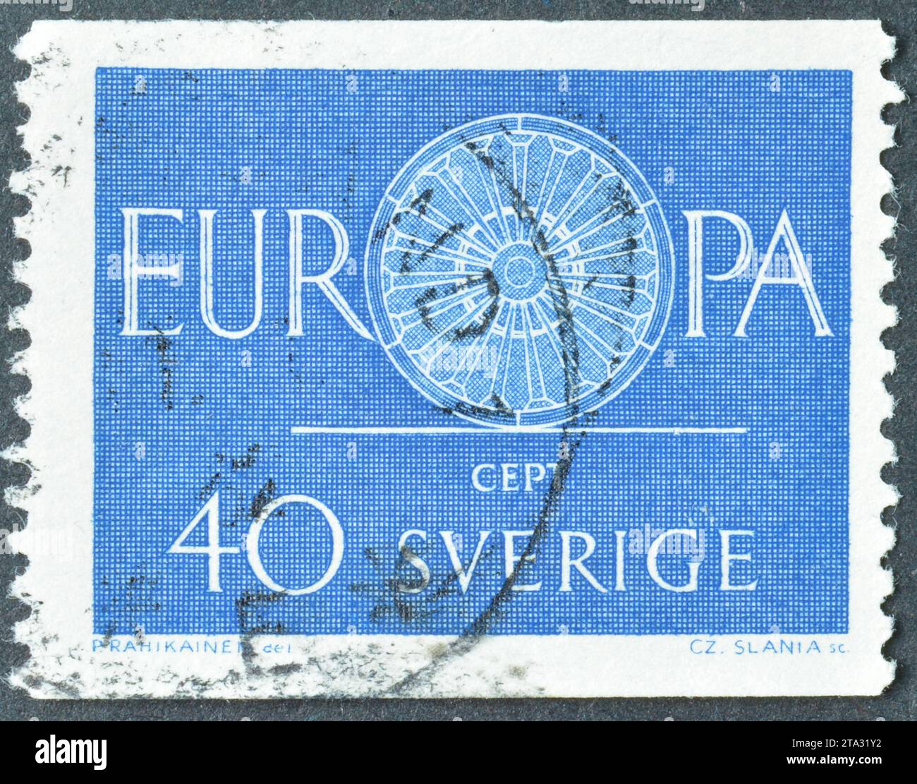 Cancelled postage stamp printed by Sweden, Europa CEPT stamp, circa ...