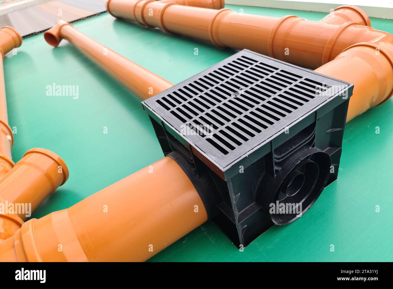 Underground French Drain System, street sewer plastic pipes assembled ...