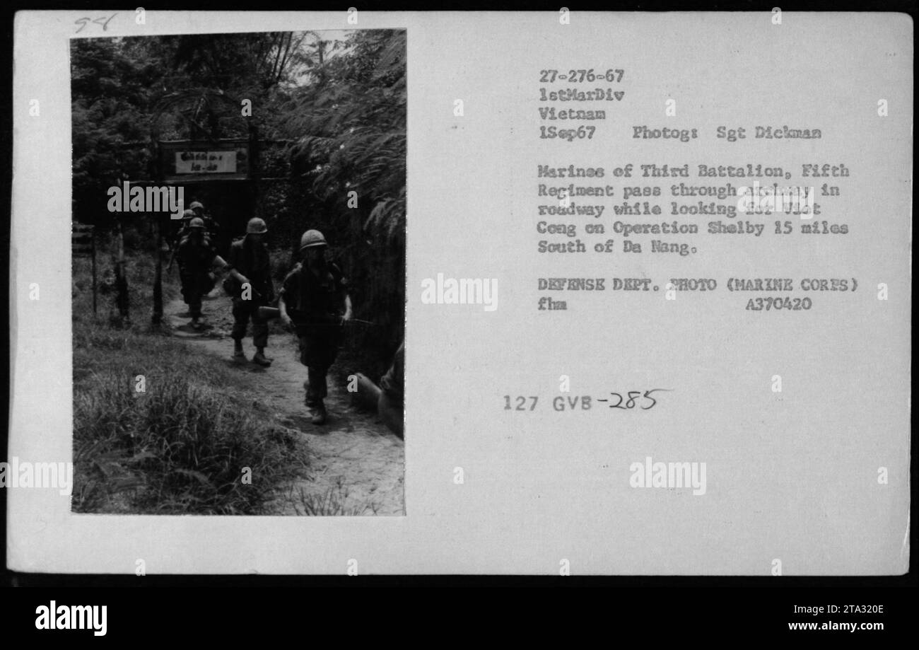Marines from the Third Battalion, Fifth Regiment patrol through a ...