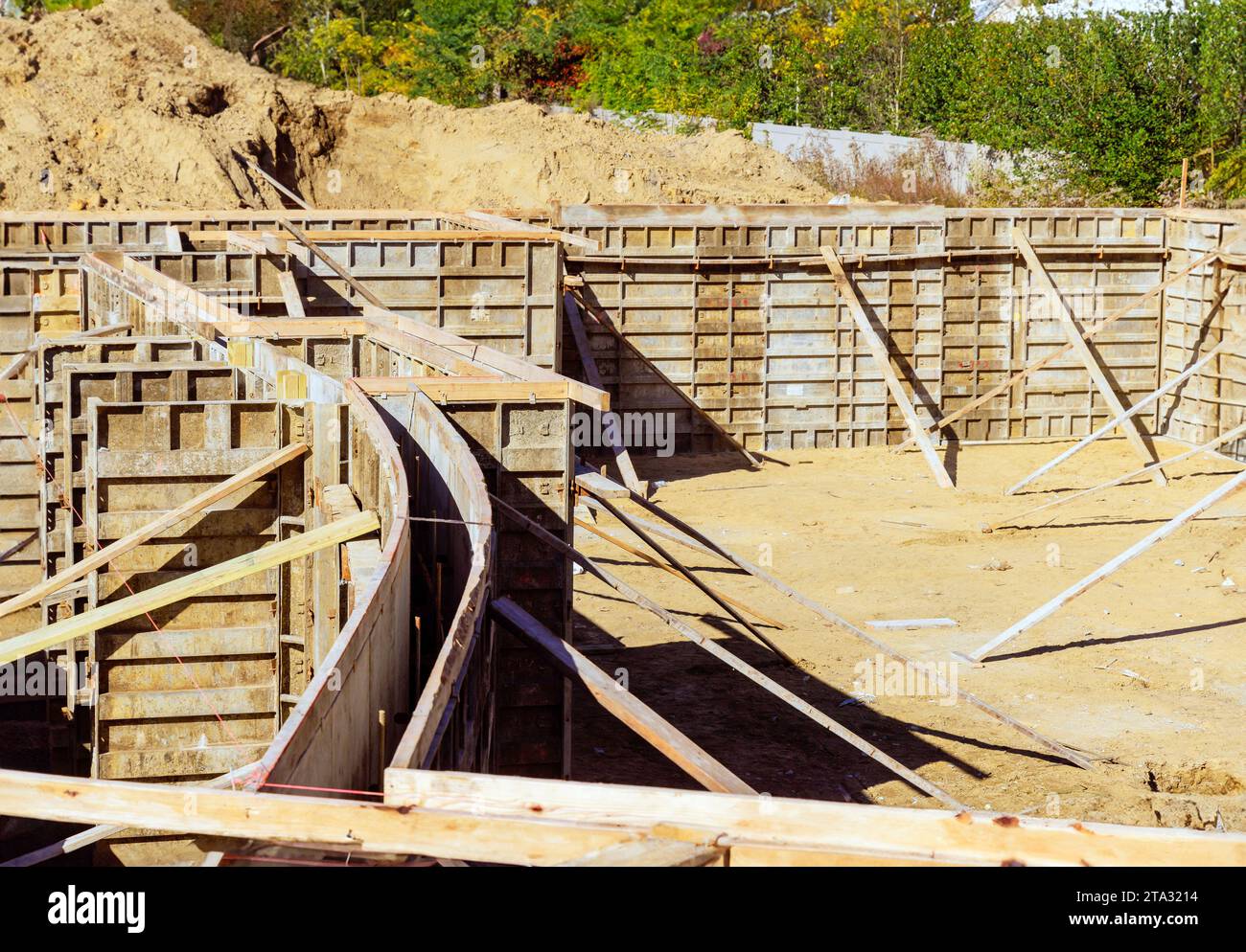 Assembled metal formwork is ready to pouring concrete for building ...