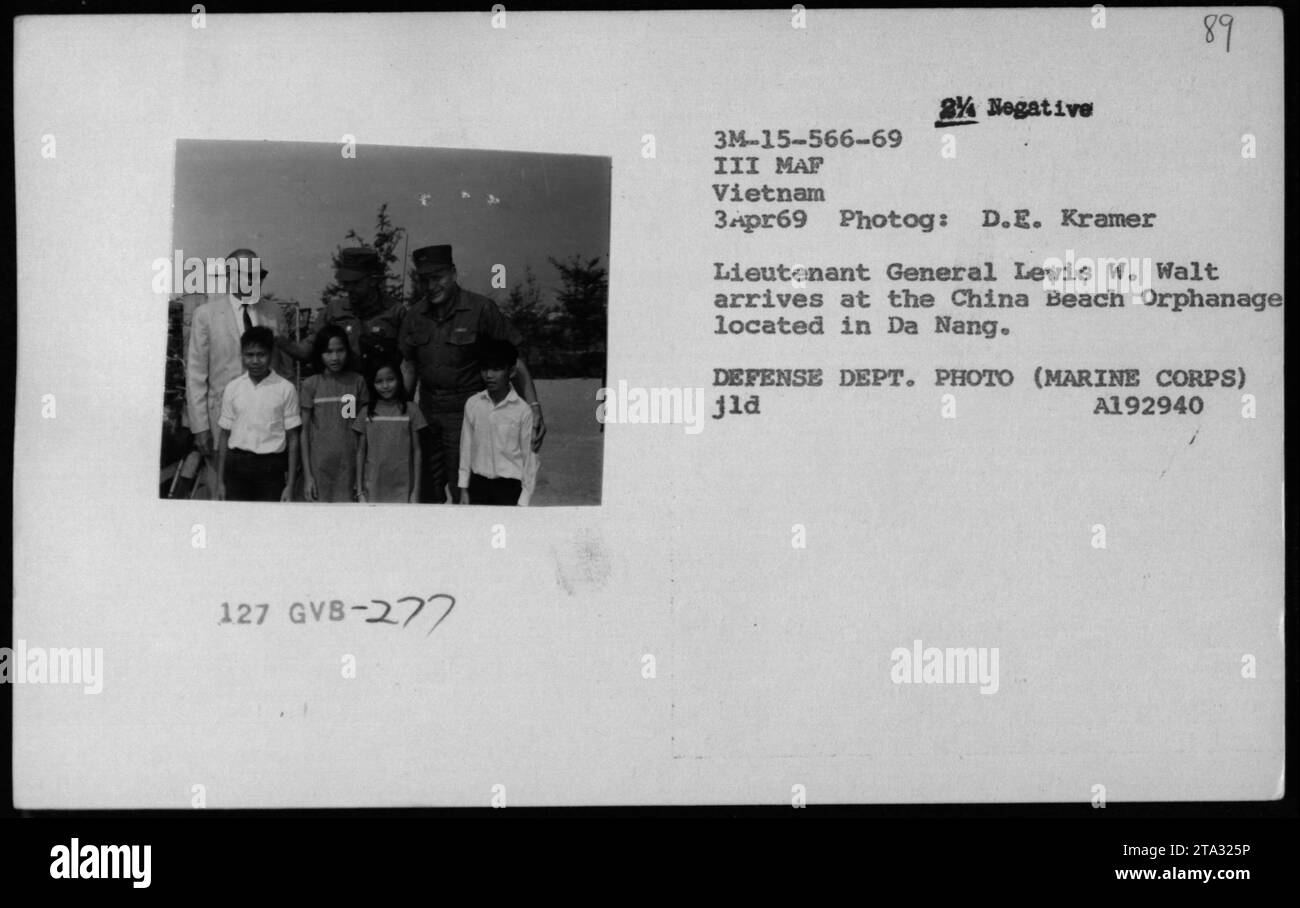 On April 3, 1969, Lt. Gen. Lewis W. Walt visited China Beach Orphanage ...