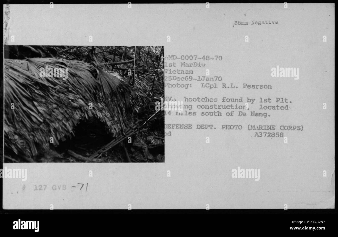 On December 25, 1969, LCpl R.L. Pearson photographed NVA hootches ...