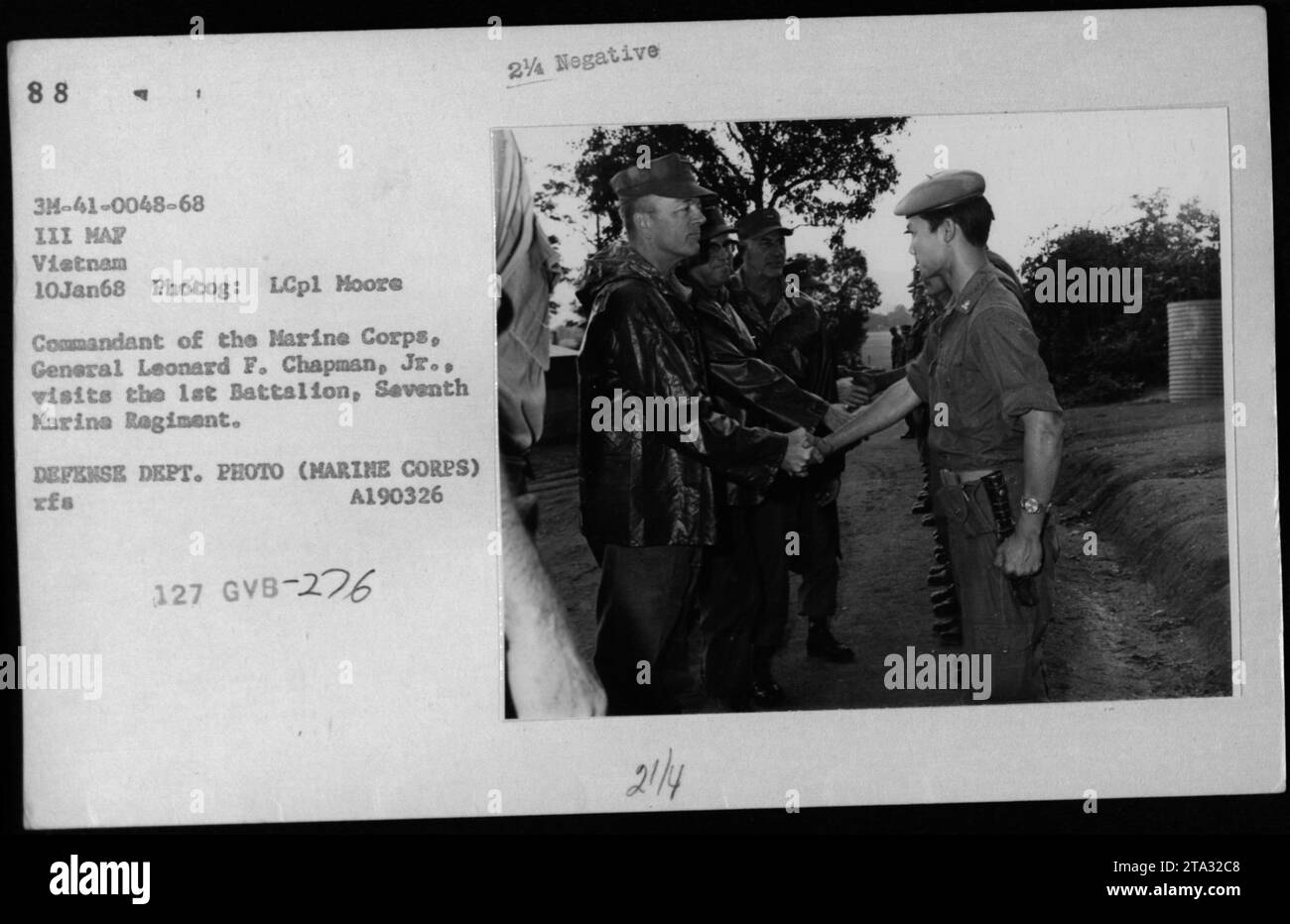 General Leonard F. Chapman Jr., Commandant of the Marine Corps, visits ...