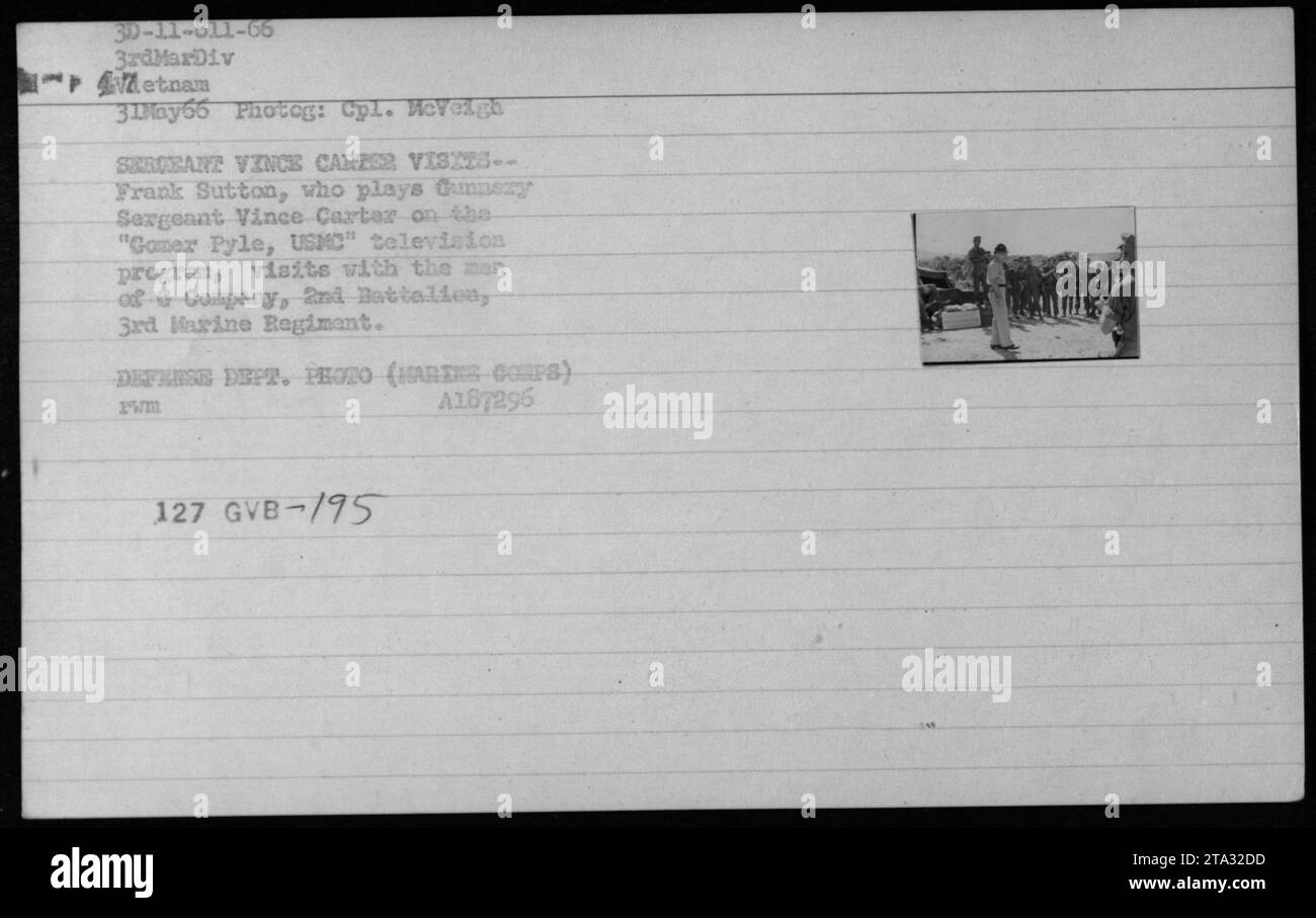 Sergeant Vince Carter, portrayed by actor Frank Sutton on the ...